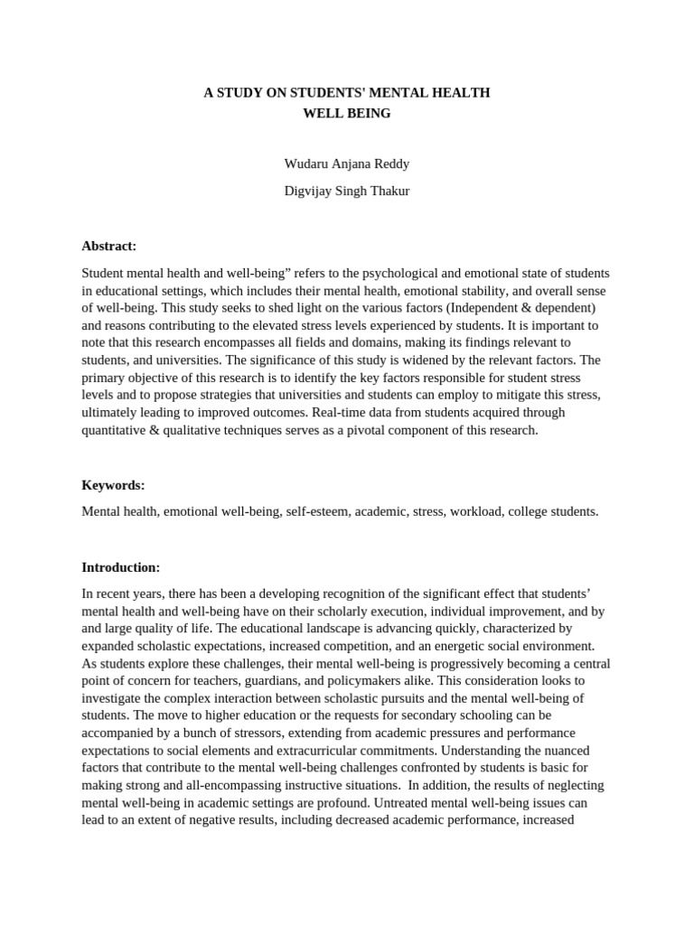 Mental Health Challenges in Students | PDF | Mental Health | Well Being