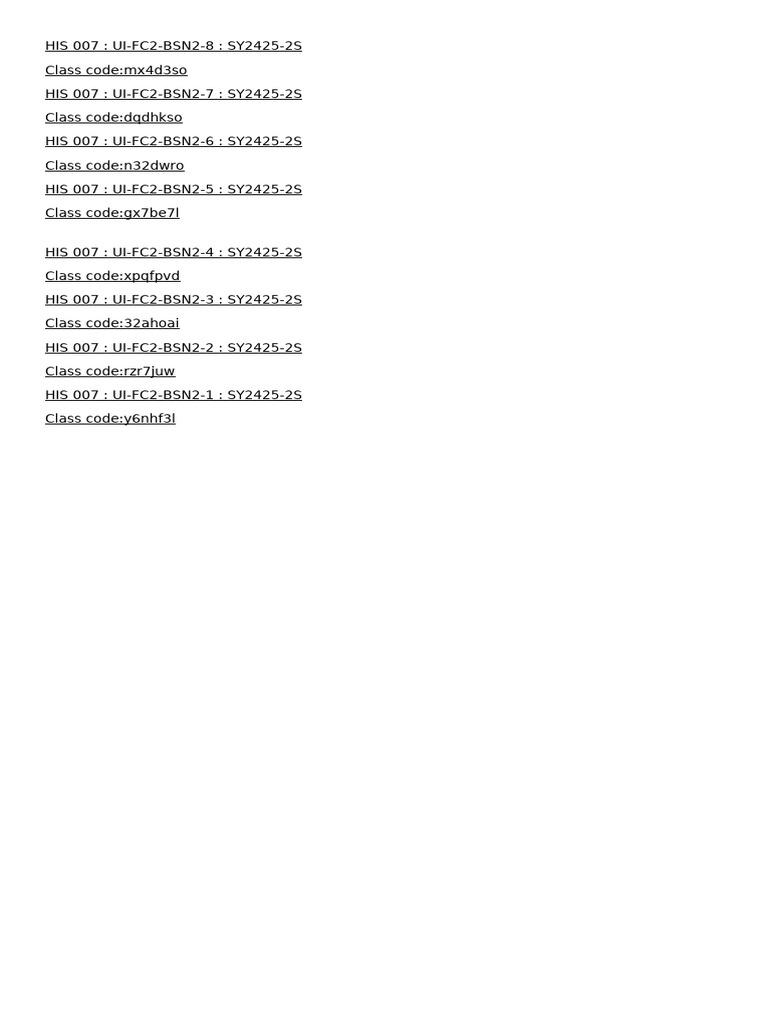 His 007 Class Code | PDF