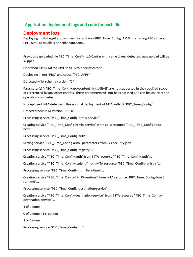 Application Deployment Logs | PDF | Computing | Software