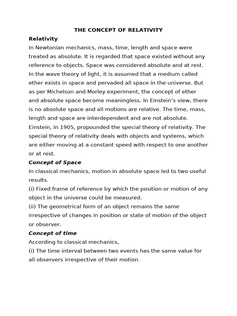 Understanding Einstein's Relativity Concepts | PDF | Theory Of ...
