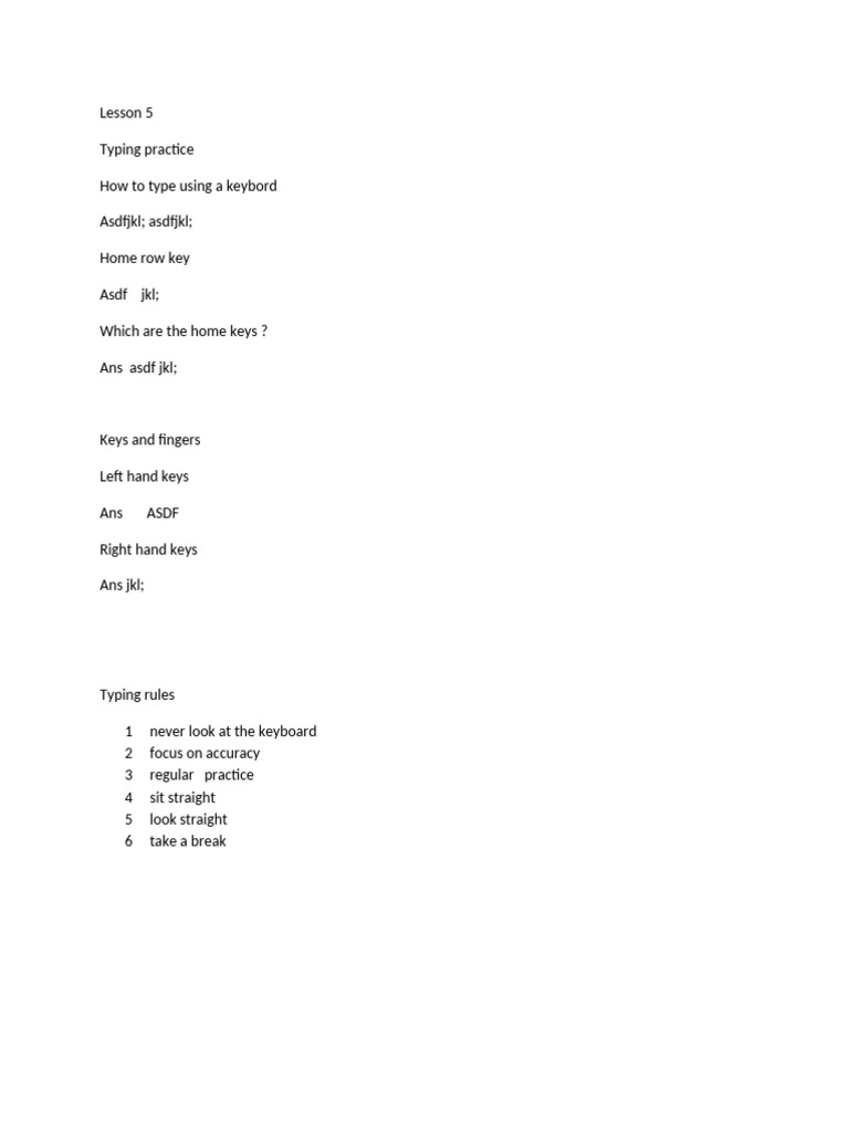 Keyboard Typing Practice Guide | PDF