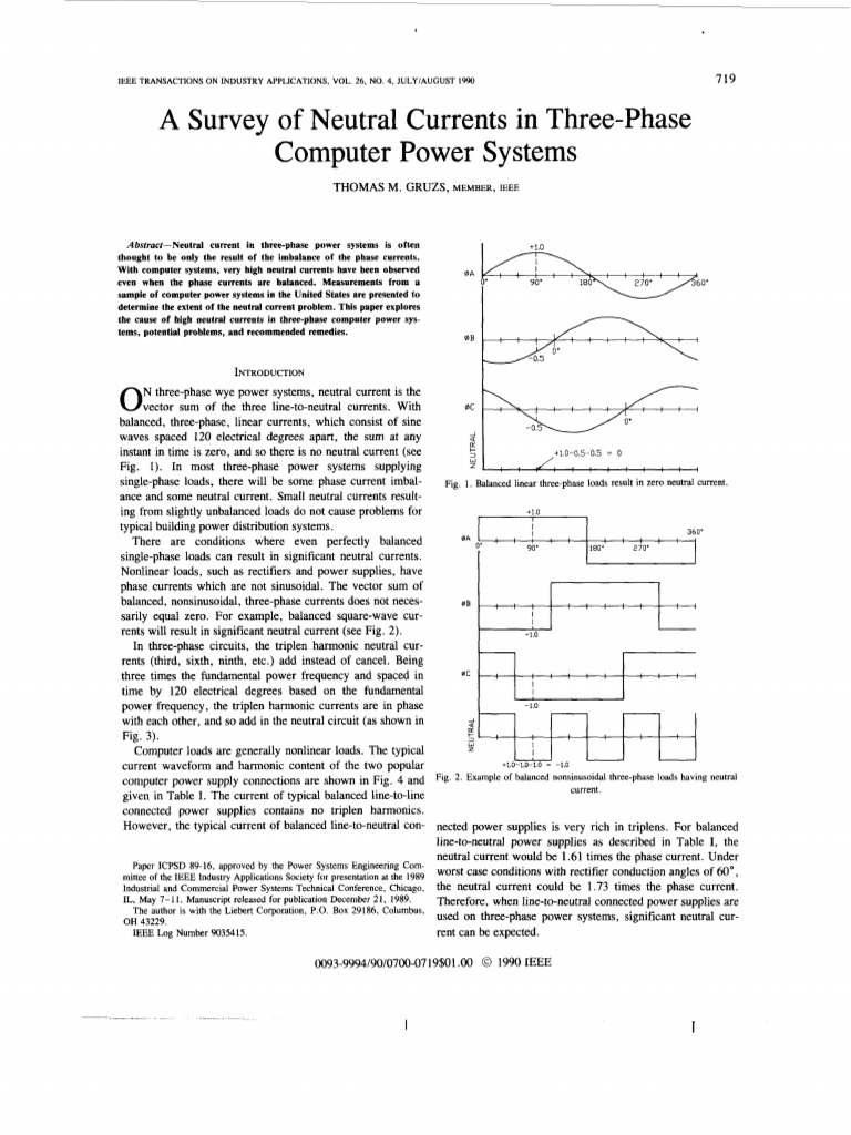 A Survey of Neutral Currents in Three-Phase | PDF | Power Supply ...