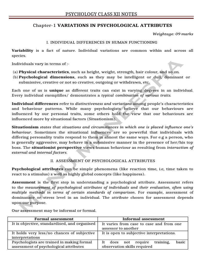 1 Variations in Psychological Attributes Docx 1 | PDF | Intelligence ...