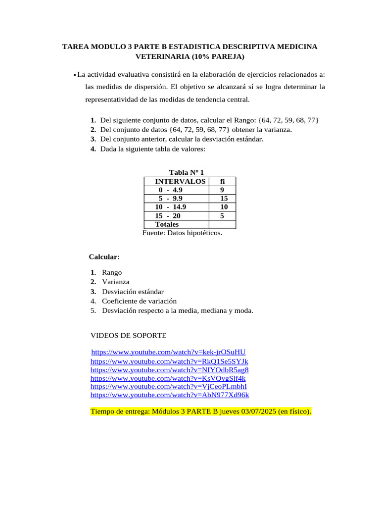 Tarea Modulo 3 Parte B Estadistica Descriptiva M V 2025 | PDF