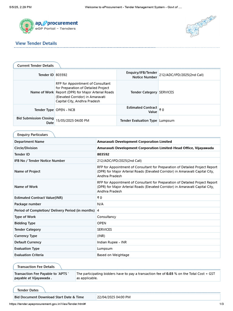 Welcome To EProcurement - Tender Management System - Govt of ... | PDF
