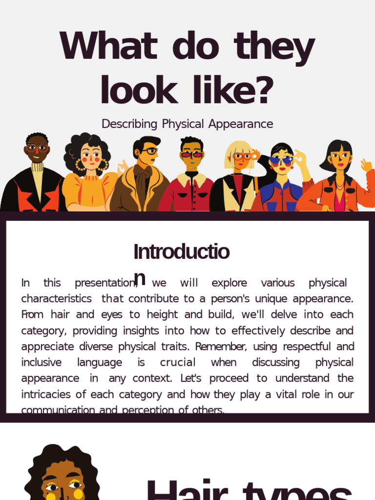 Red, Brown and Yellow Illustrative Describing Physical Appearance ...