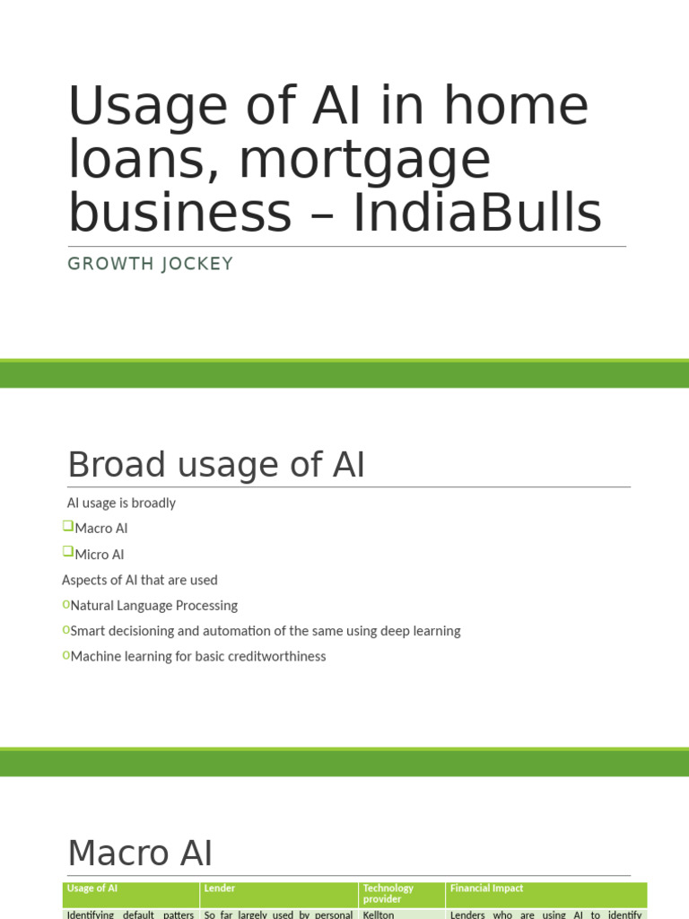 Usage of AI in Home Loans, Mortgage | PDF | Loans | Mortgages