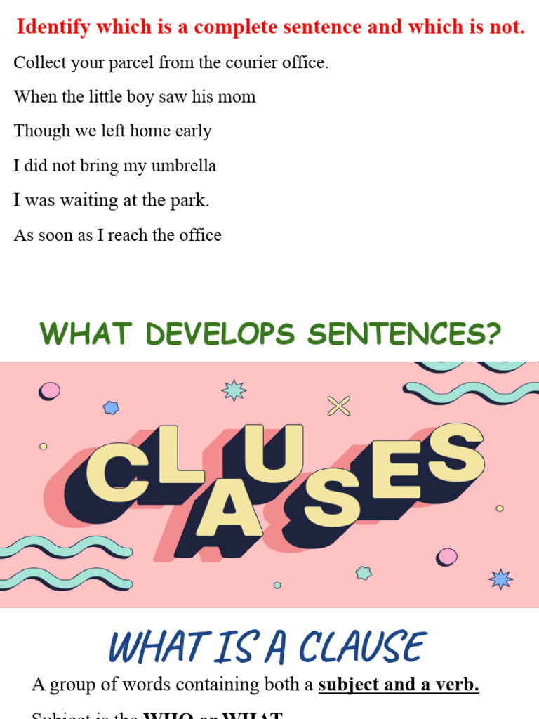 Clauses and Types of Clauses. | PDF | Clause | Subject (Grammar)