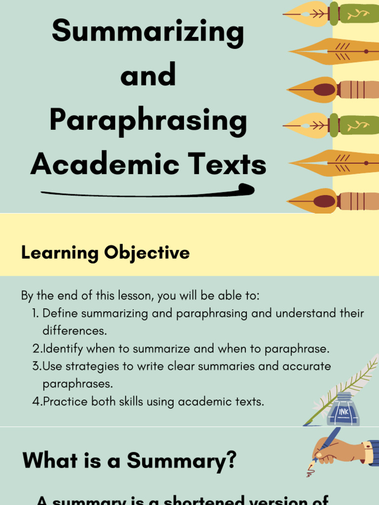 Summarizing and Paraphrasing | PDF