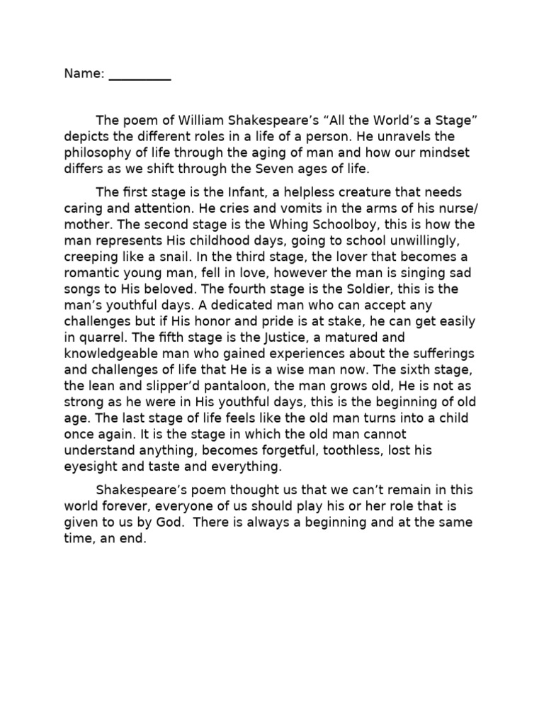 All The World's A Stage | PDF