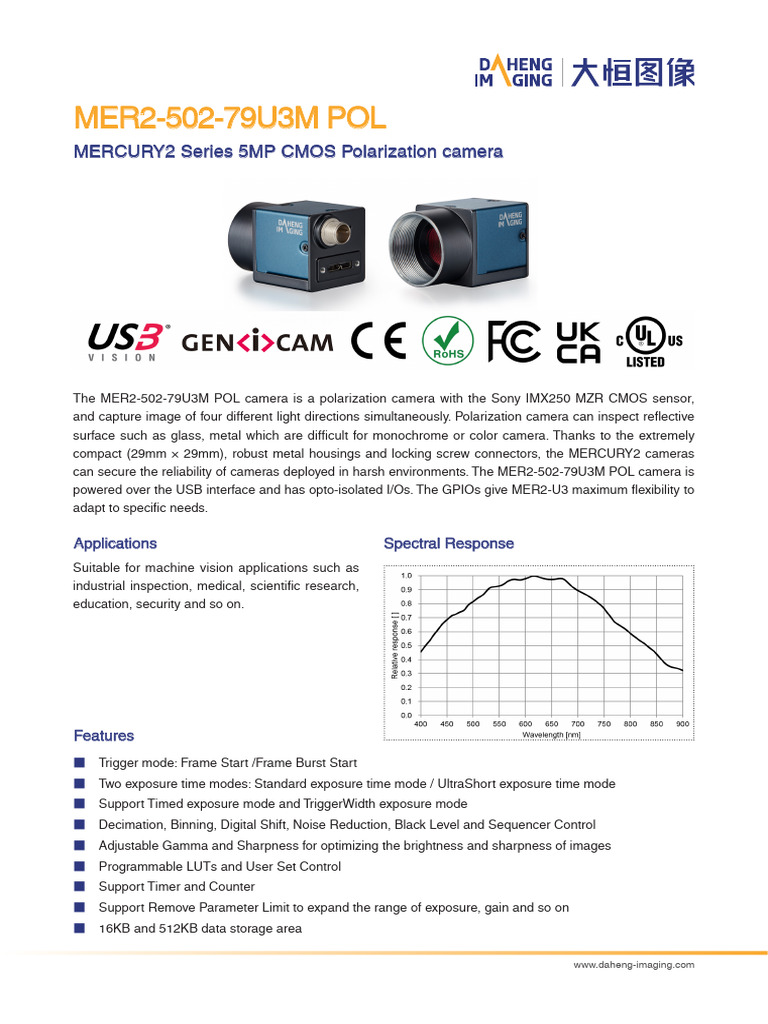 MER2-502-79U3M POL-Datasheet-EN - V23.12.22 | PDF | Camera | Shutter Speed