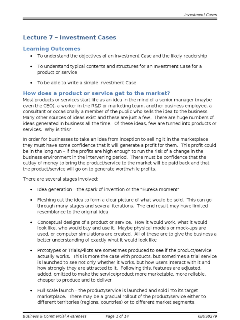 Understanding Investment Cases in Business | PDF | Sensitivity Analysis ...