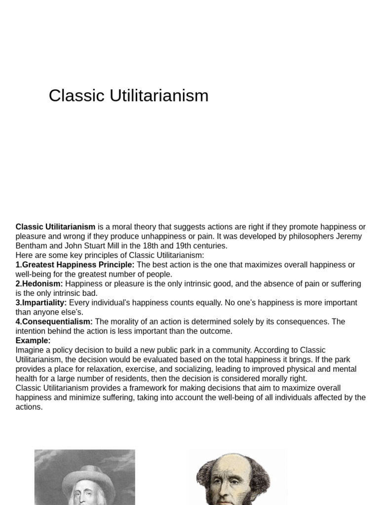 Classic Utilitarianism | PDF | Utilitarianism | Pleasure
