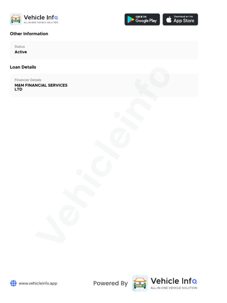 Vehicle Info App: Vahan Details & Loans | PDF