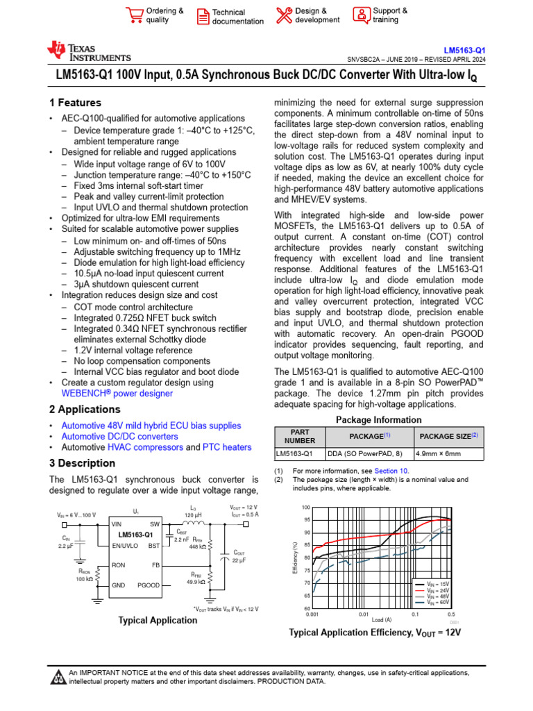 Buck IC Lm5163-q1 | PDF | Diode | Electric Power