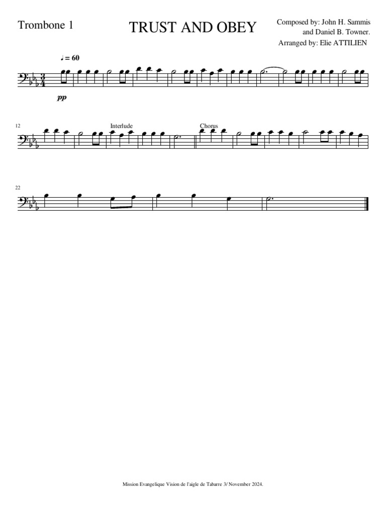 Trust and Obey.-Trombone 1 | PDF