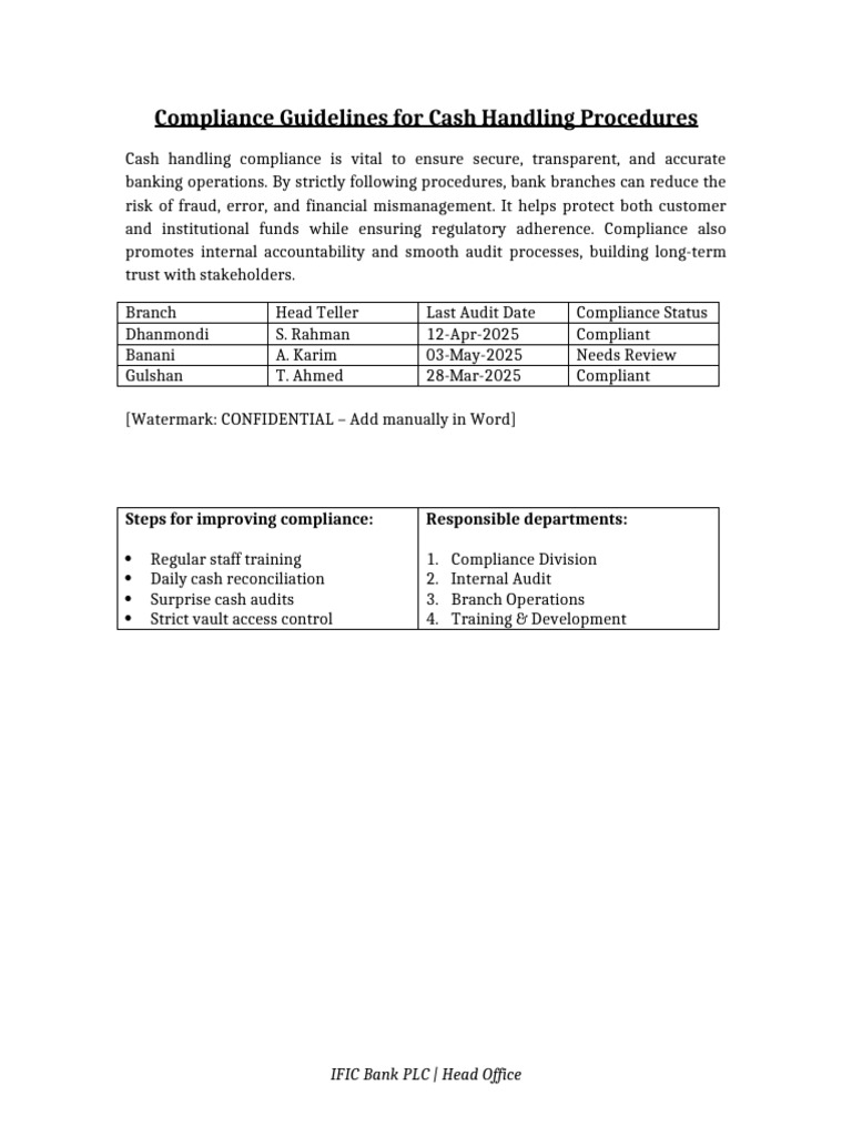 IFIC Internal Compliance Notice | PDF
