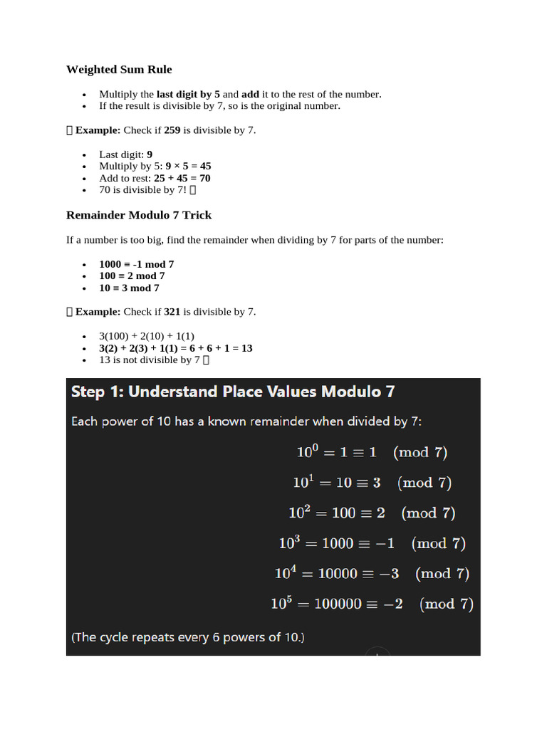 Divisibility Rules for 7 Explained | PDF