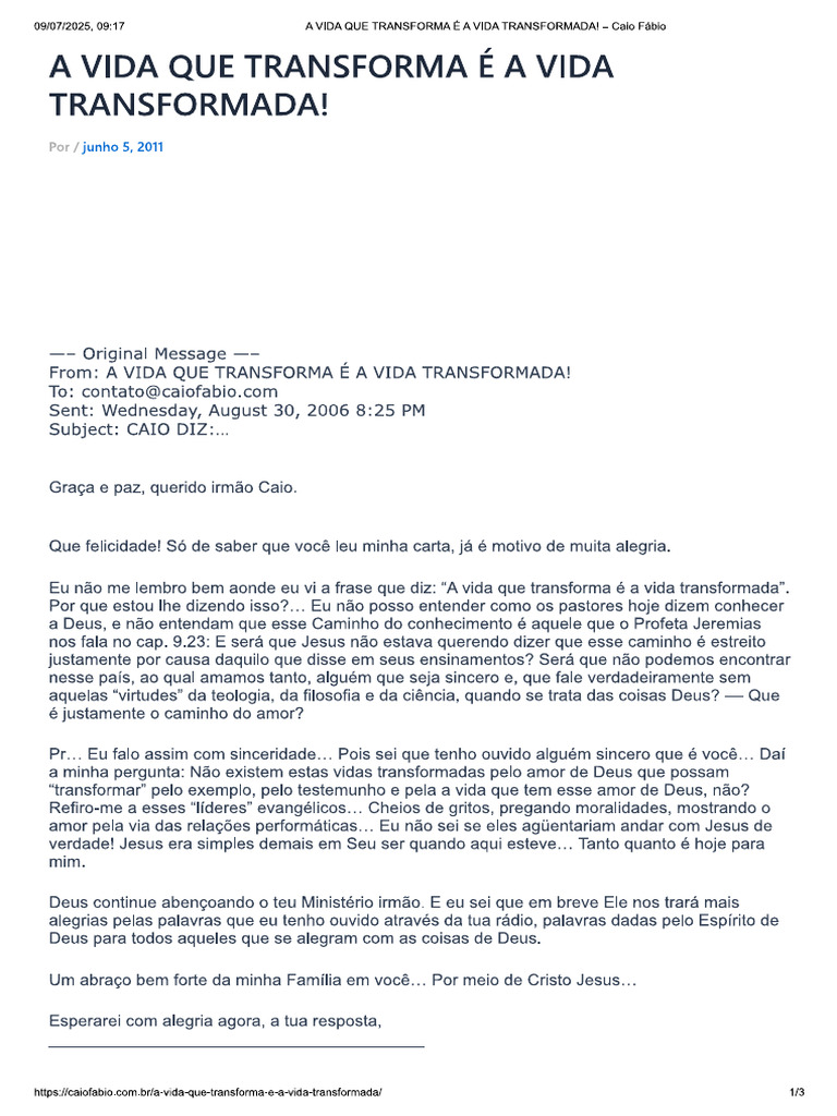 Vida Transformada | PDF