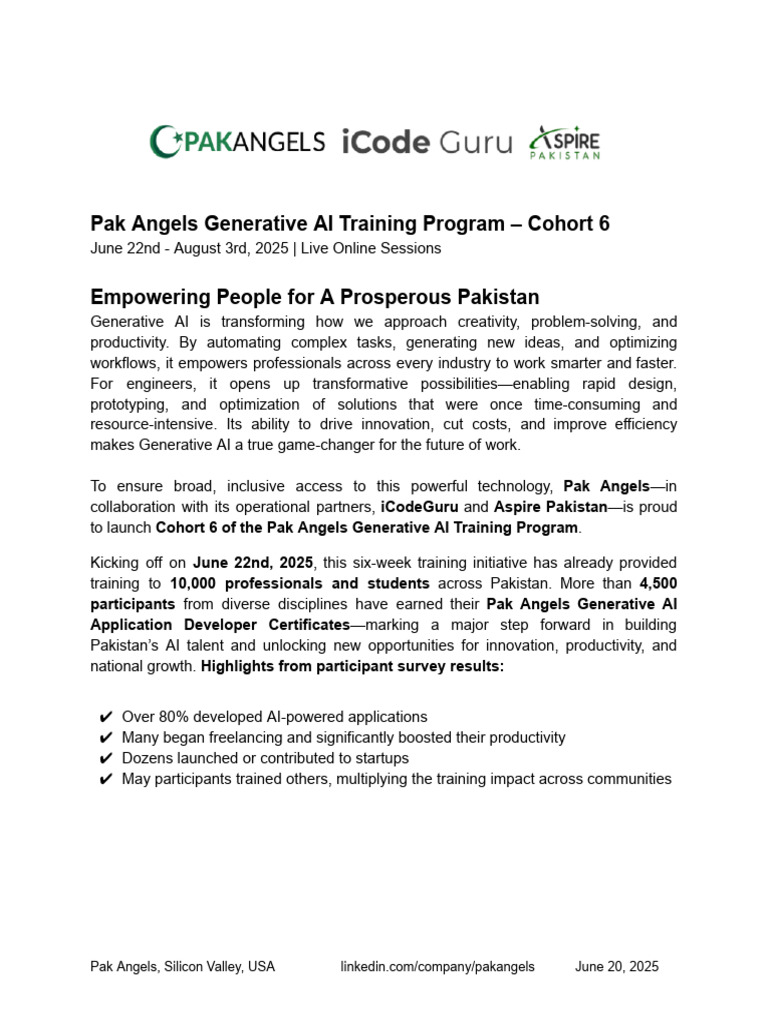 Pak Angels Generative AI Training - Cohort 6 | PDF | Artificial ...