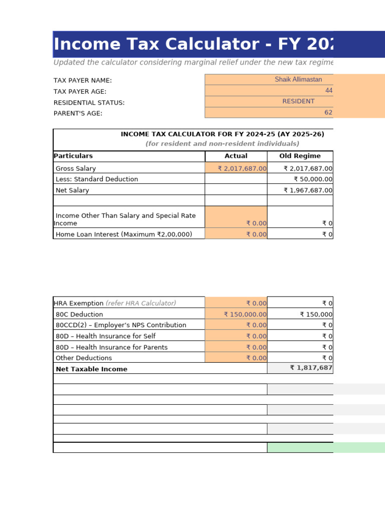 Income Tax Calculator FY 2024-25 | PDF | Public Finance | Income