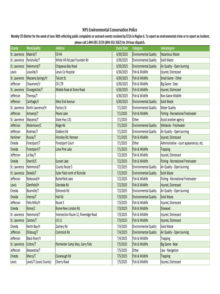 DEC Region 6 Police Activity June 30 - July 6, 2025 | PDF | Water ...