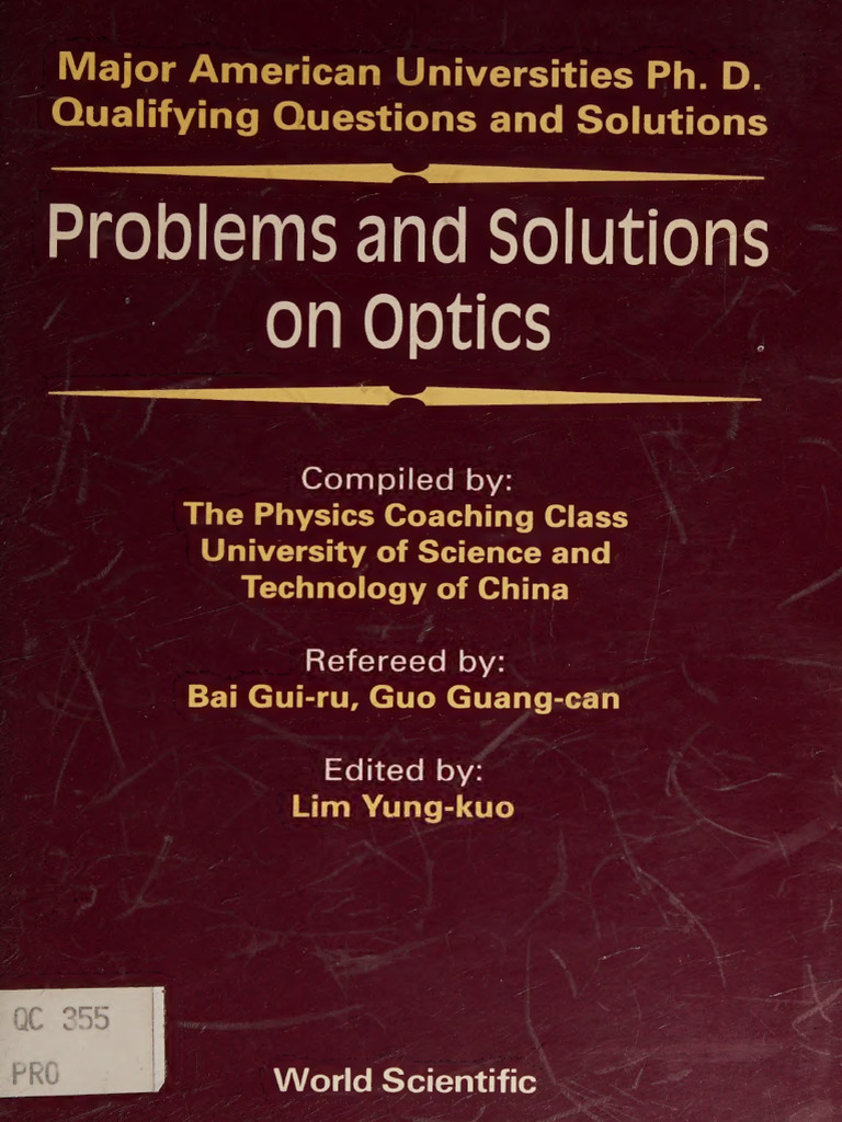 Problems and Solutions On Optics | PDF | Refraction | Optics