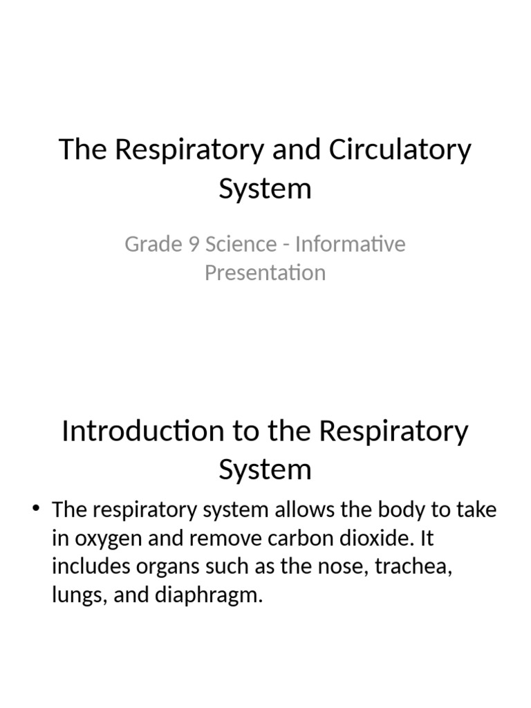 Respiratory and Circulatory System Presentation | PDF | Respiratory ...