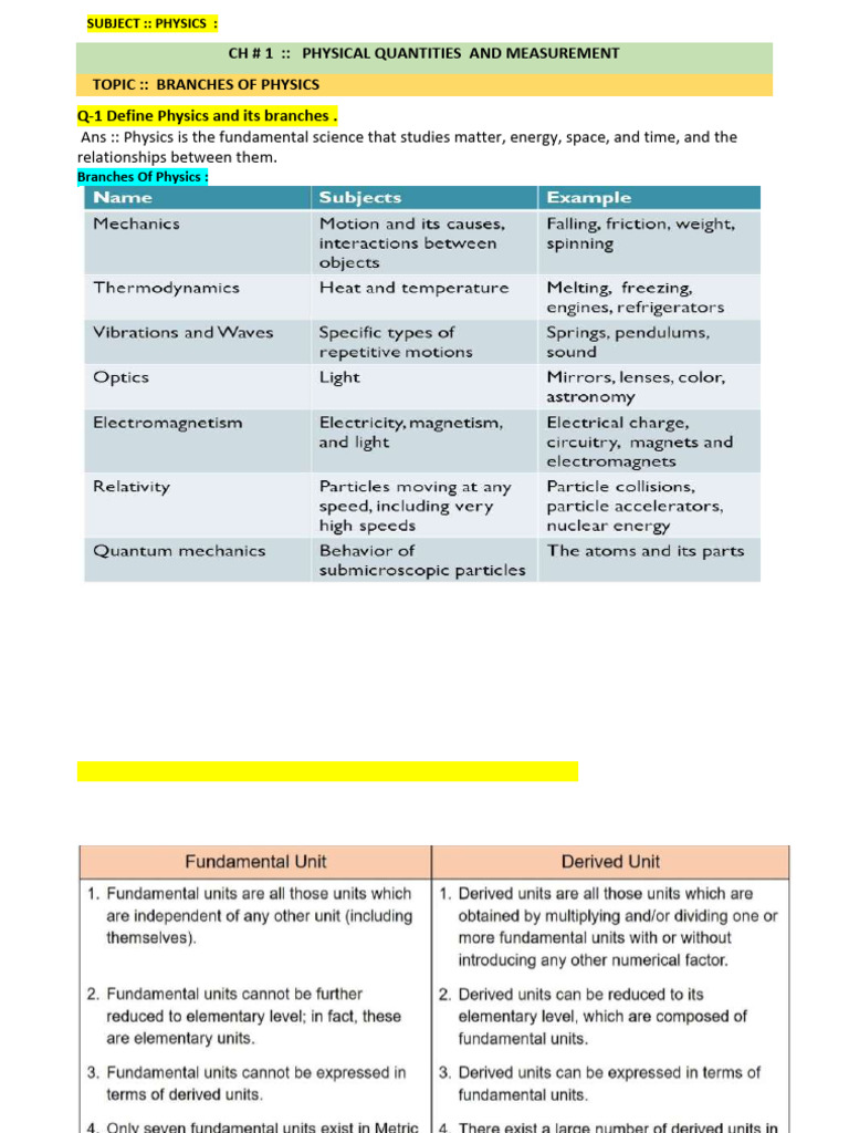 Physics - Grade 8 Ch 1`Q-1 to Q-4 | PDF