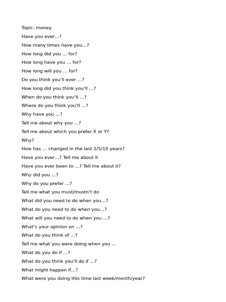 Money Questions | PDF