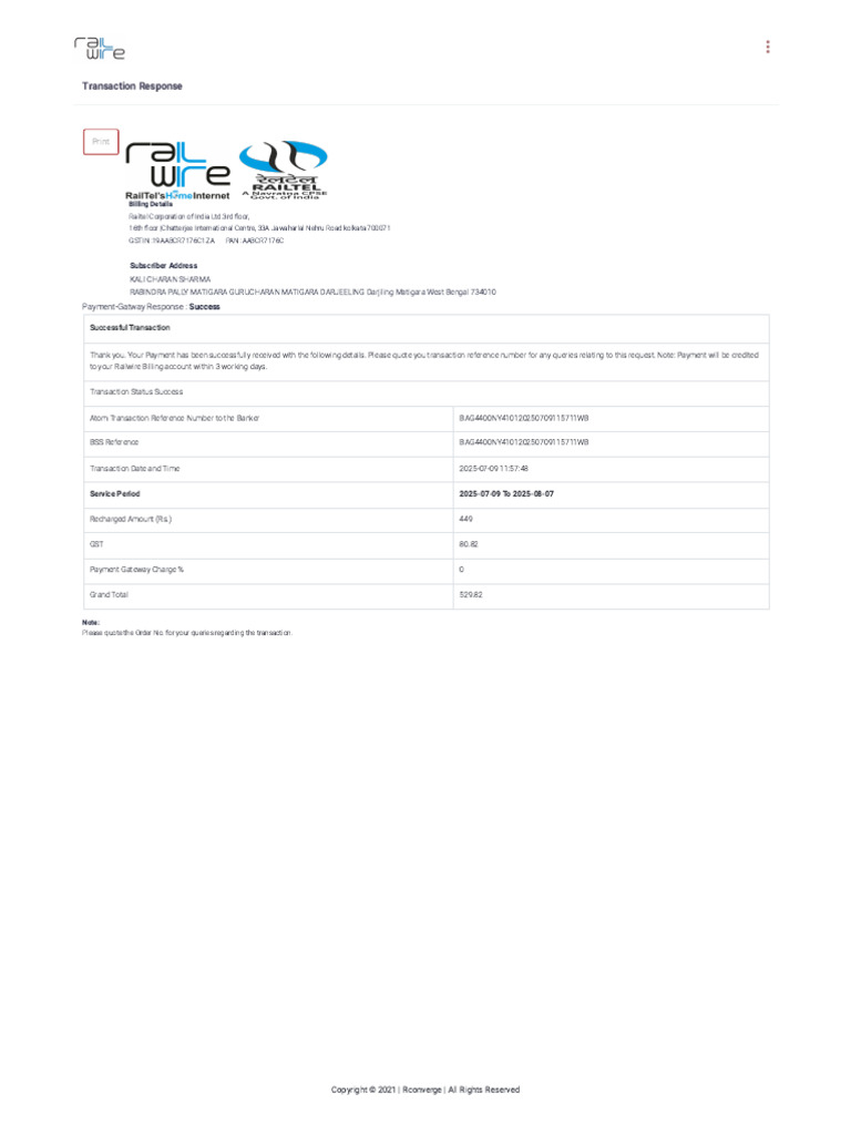 Railwire Billing | PDF