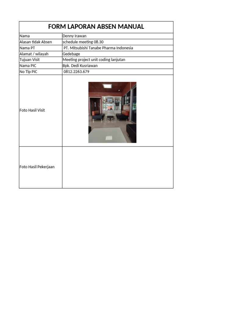 Laporan Absen Denny Irawan PT Mitsubishi | PDF