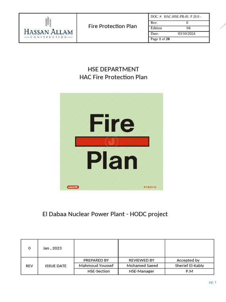 Fire Protection Plan for El Dabaa Project | PDF | Firefighting | Fires