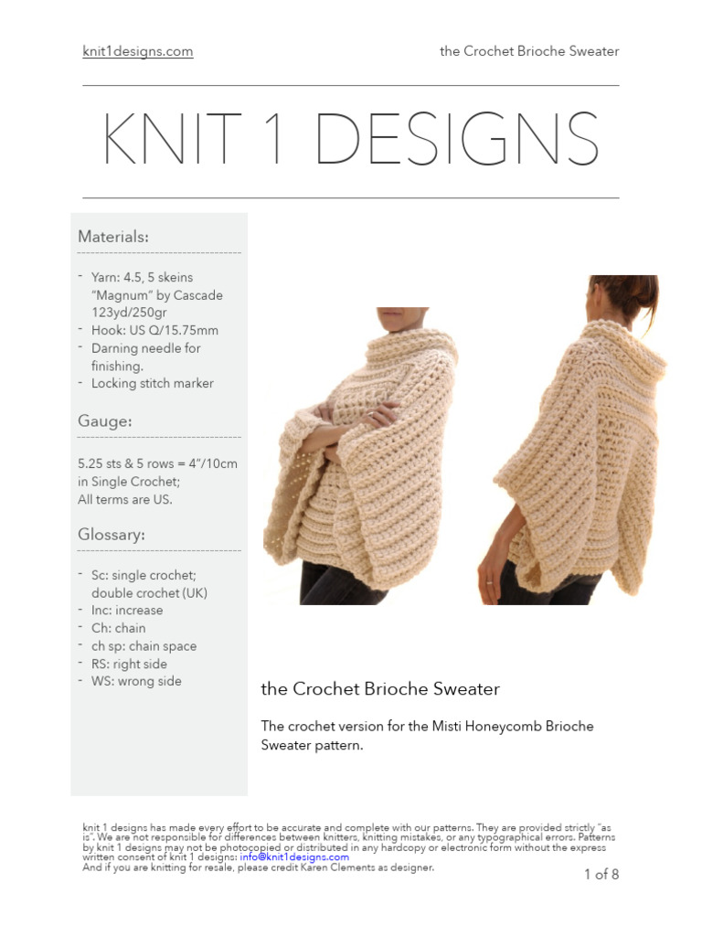 CrochetBriocheSweater0422 Poncho Pop Over | PDF | Knitting | Crochet