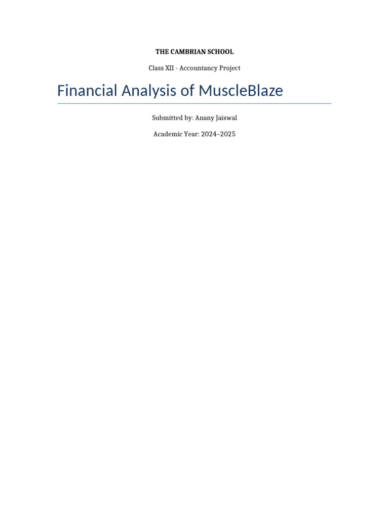 MuscleBlaze Accounts Project | PDF