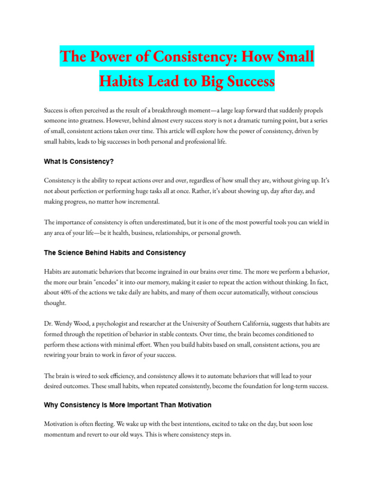 The Power of Consistency How S | PDF | Habits | Motivation