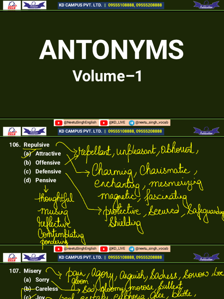 Chapter 28 Antonyms Vol 1 (106-155) | PDF