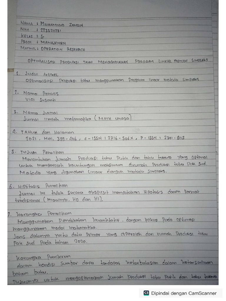 Review Jurnal Matkul Operation Research | PDF