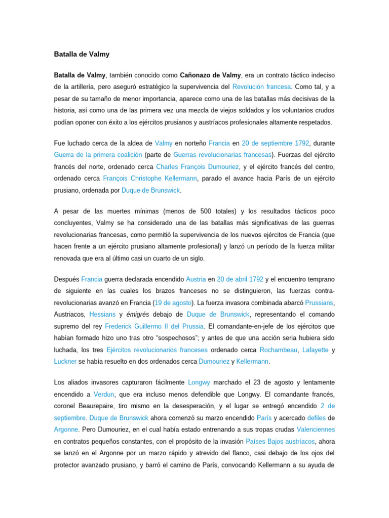 La Batalla de Valmy: Clave Revolucionaria | PDF
