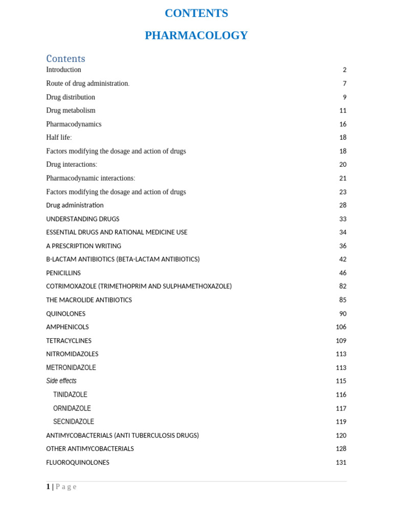 Pharmacology Pamphlet 1 1 | PDF | Drug Metabolism | Receptor Antagonist