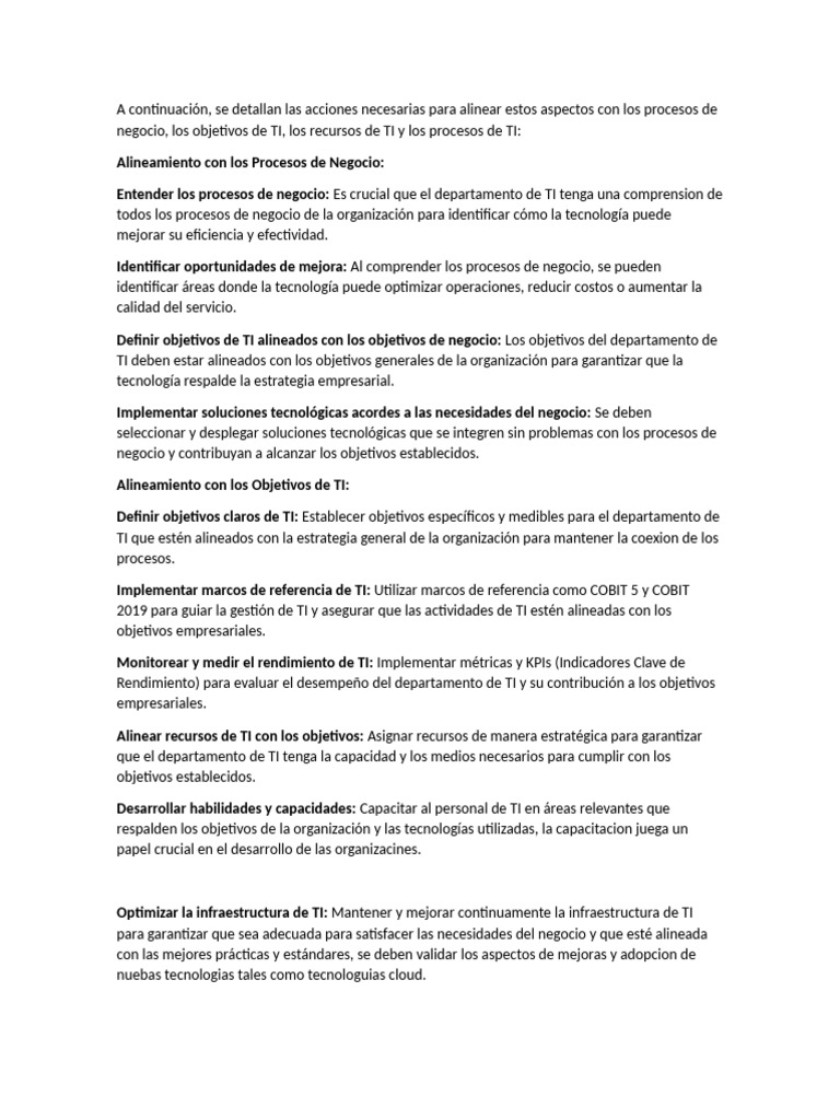 Alineación Estratégica de TI y Negocios | PDF | Procesos de negocio ...