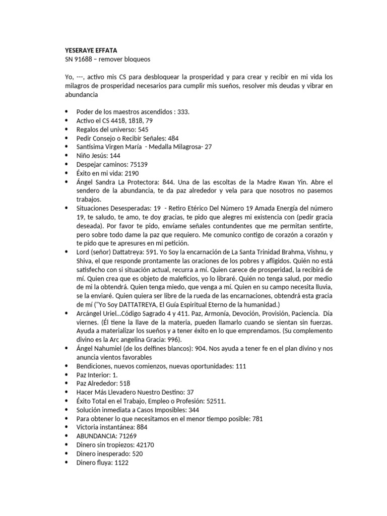 Yeseraye Effata: Desbloqueo y Abundancia | PDF | Concepciones de dios ...