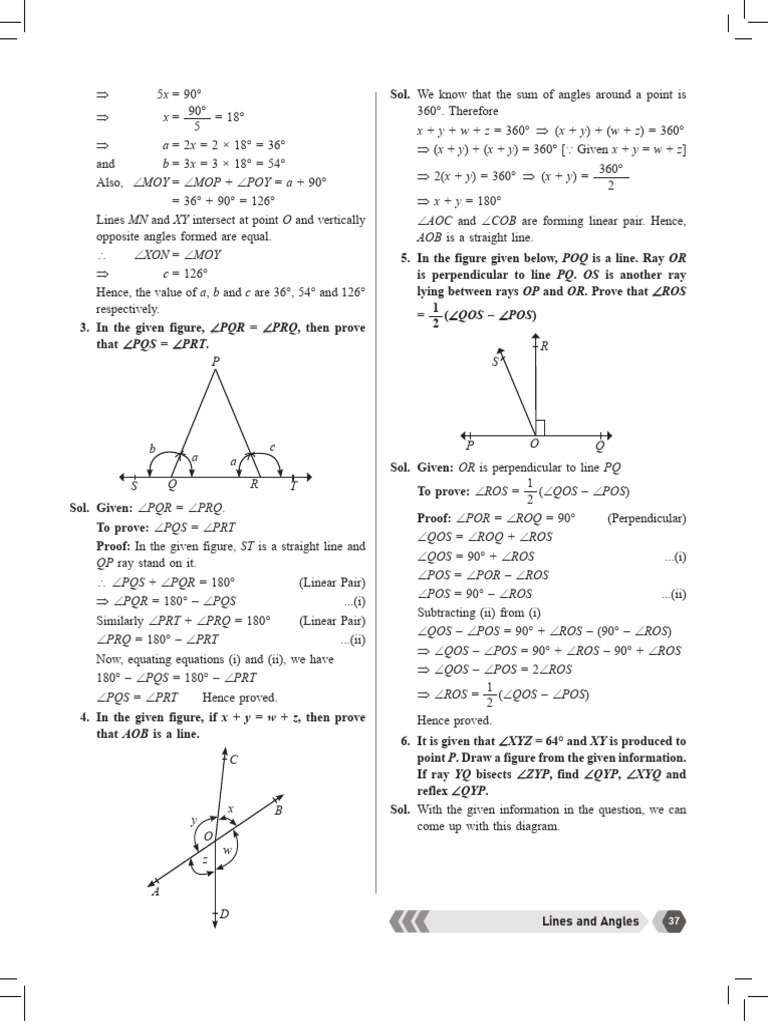 Lines and Angles NCERT Ex. | PDF | Perpendicular | Angle
