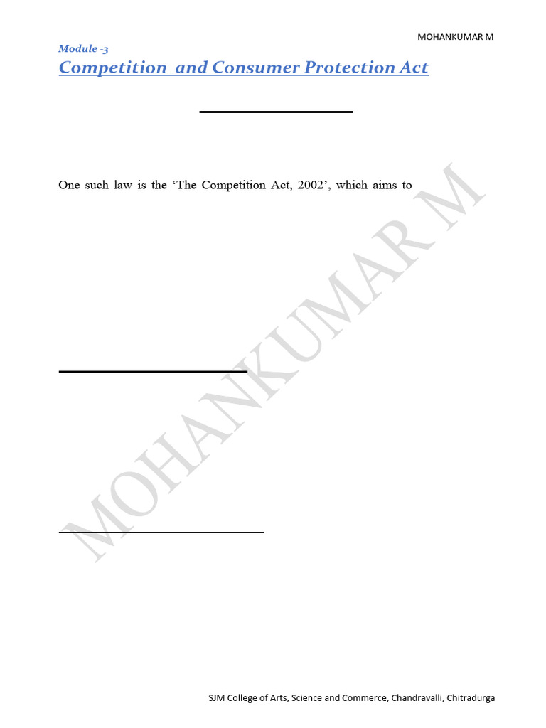 Overview of Competition Act 2002 | PDF | Competition Law | Consumer ...