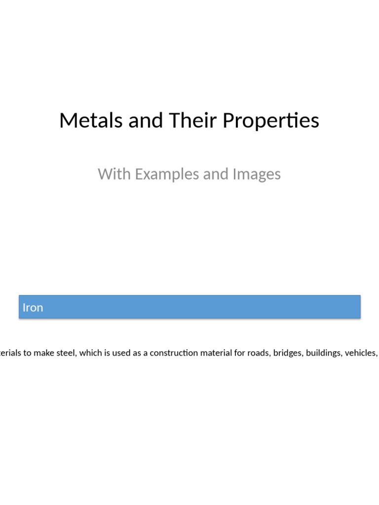 Metals: Examples and Uses with Images | PDF