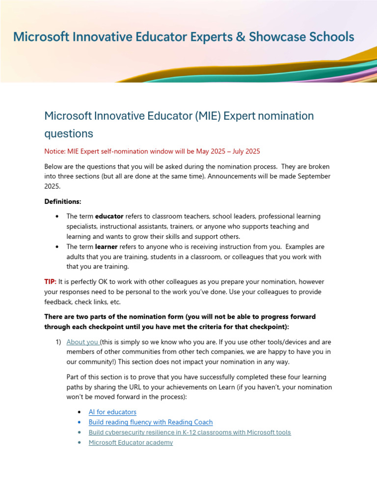 MIE Expert Application Questions 2025 2026 | PDF | Mobile App | Teachers