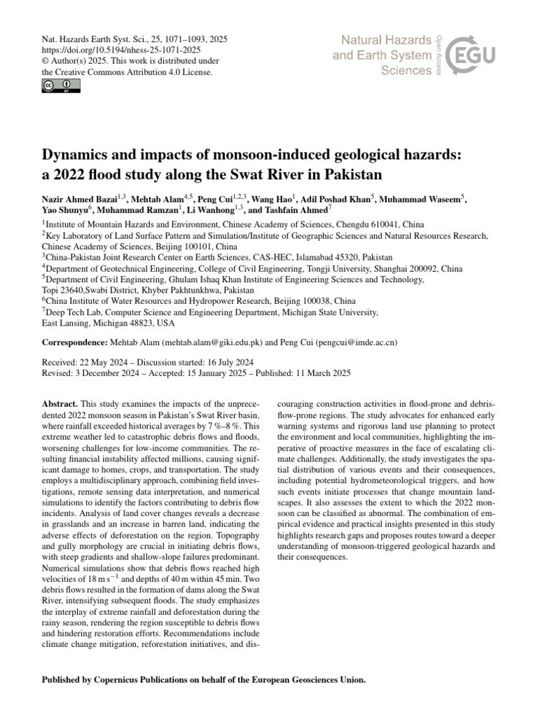 Debris Flow in Sawat River-2025 | PDF | Landslide | Flood