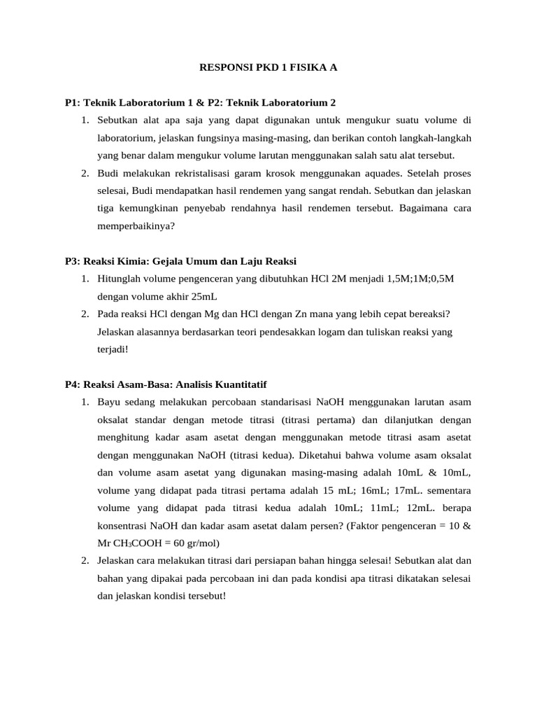 Responsi PKD 1 Fisika A | PDF