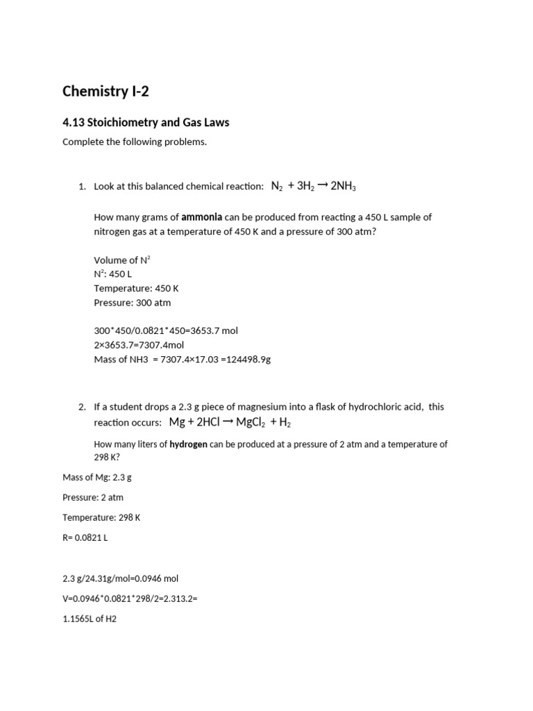 Stoichiometry and Gas Laws Akshat Jha | PDF
