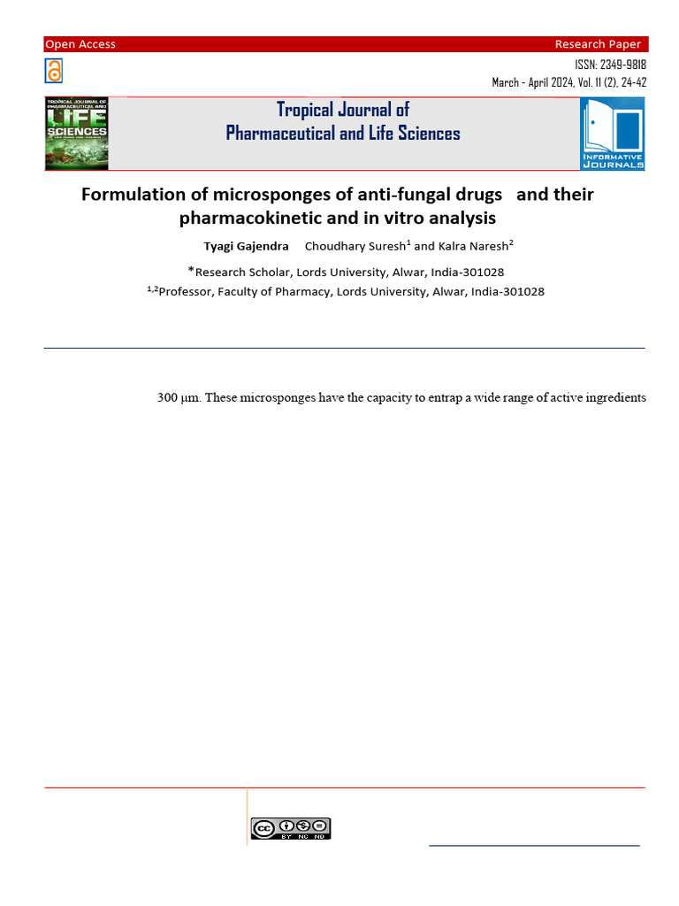 Formulation of Microsponges of Anti-Fungal Drugs and Their ...